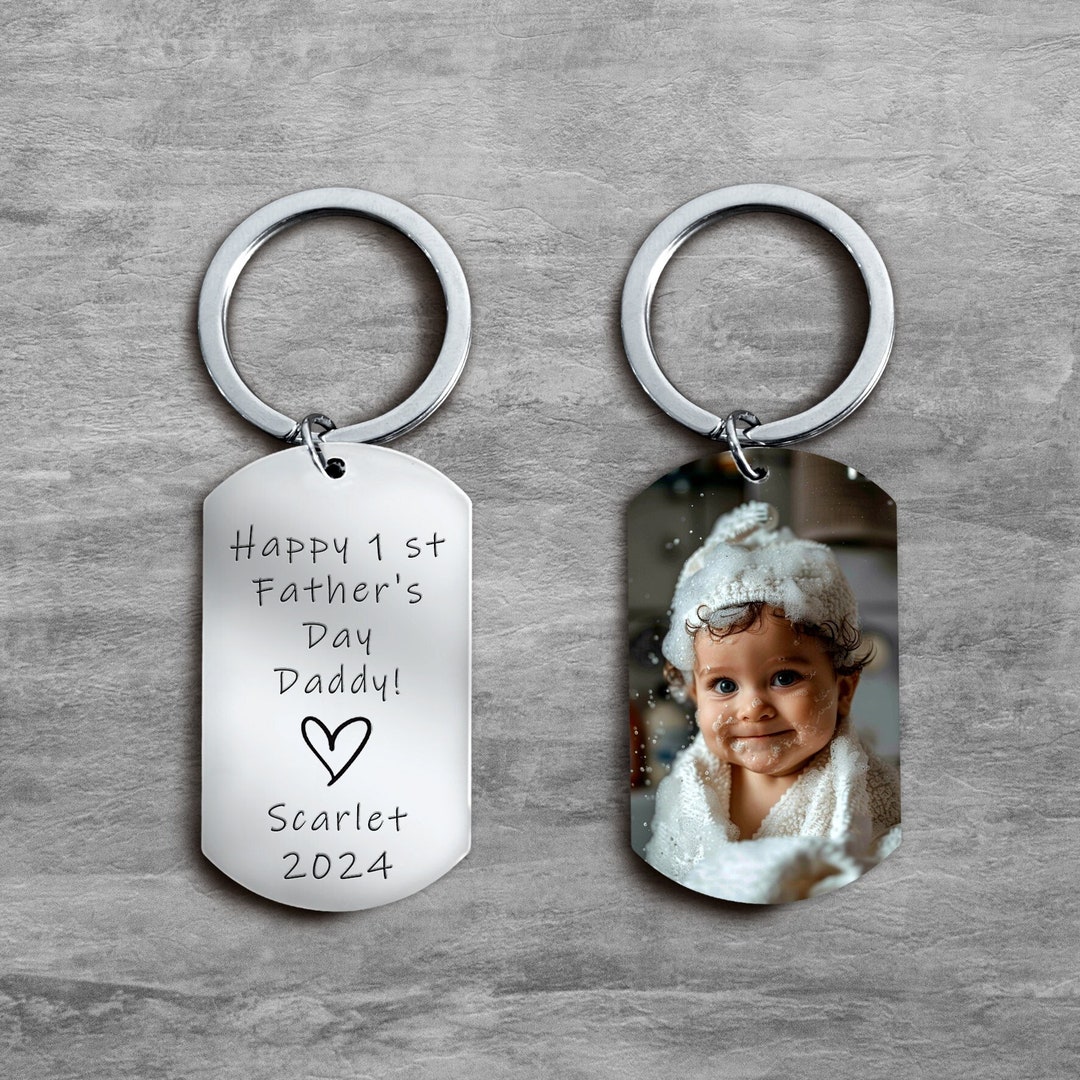 Happy 1st Father's Day, Custom Kids Picture Keychain for Dad, Picture ...