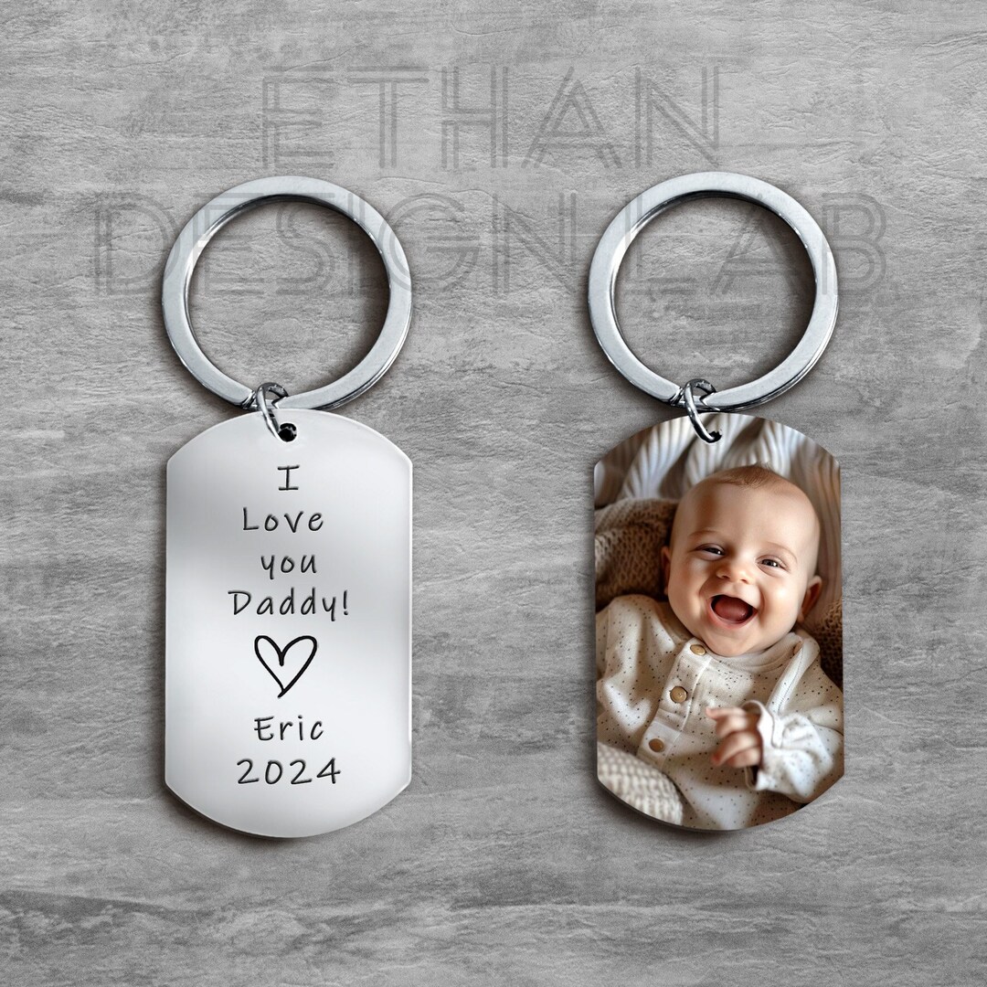 I Love You Daddy,custom Kids Picture Keychain for Dad, Picture Keychain ...