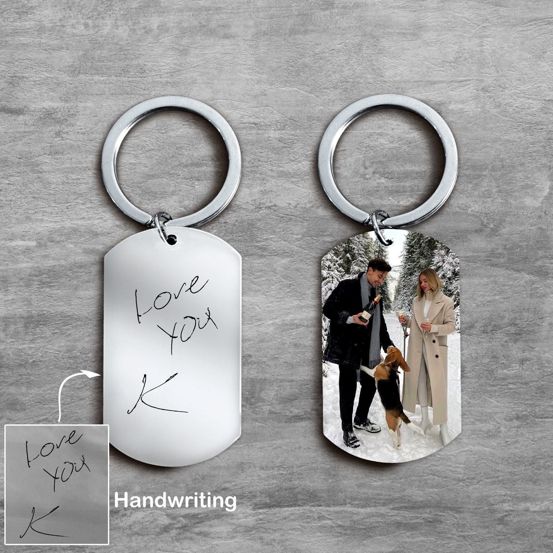 Custom Picture Keychain, Personalized Text Keychain, Actual Handwriting ...