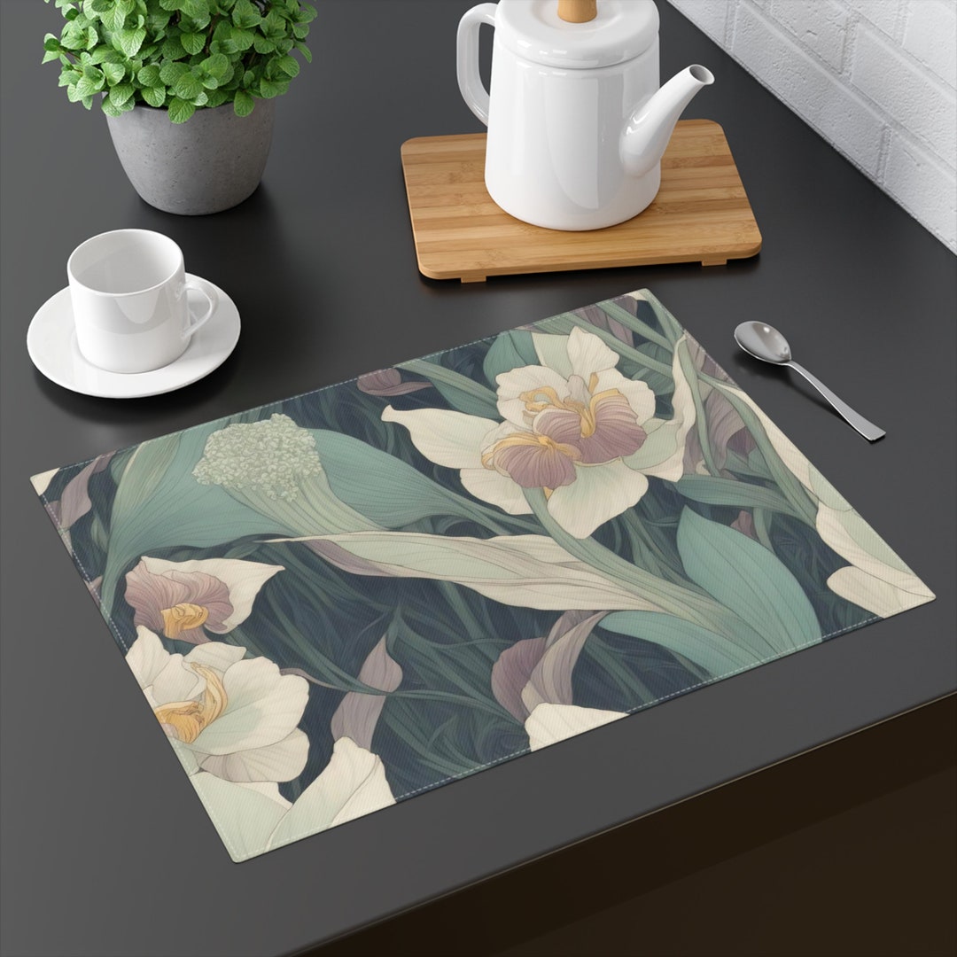Cotton Table Placemat, Floral Design, an Elegant Table Mat for Your ...