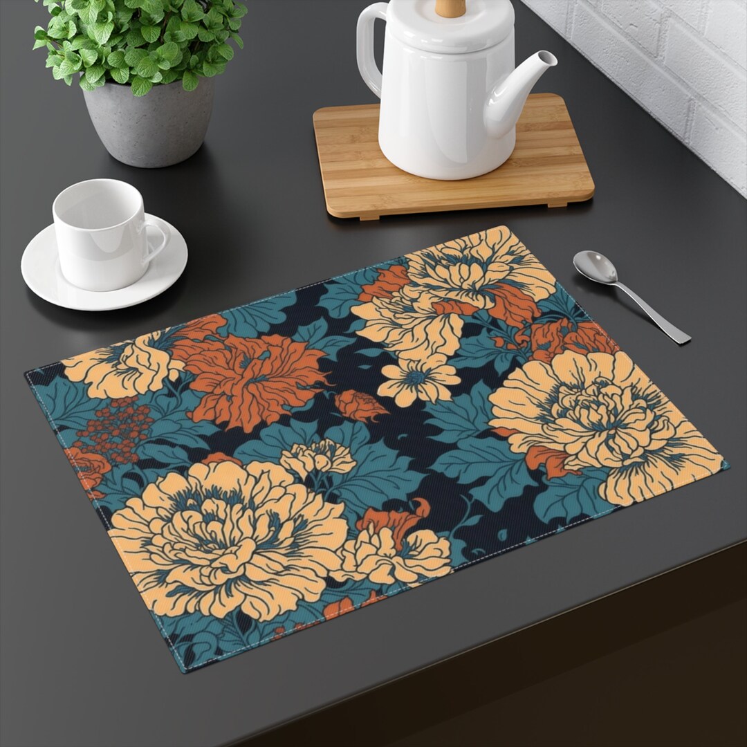 Cotton Table Placemat, Floral Design, an Elegant Table Mat for Your ...