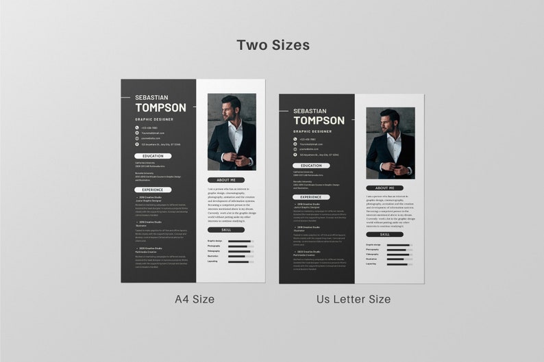 Modern Resume Template With Photo Professional Clean Resume - Etsy