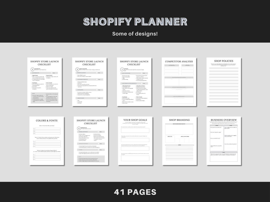 Shopify Planner Shopify Store Planner Printable Checklist Ecommerce ...