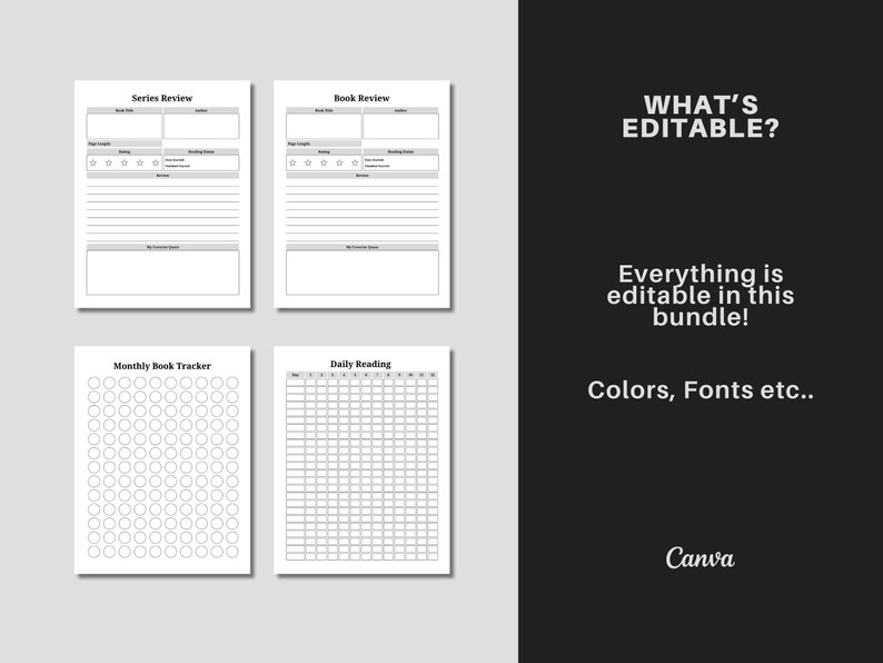 Digital Reading Journal, Reading Log, Book Tracker, Reading List ...