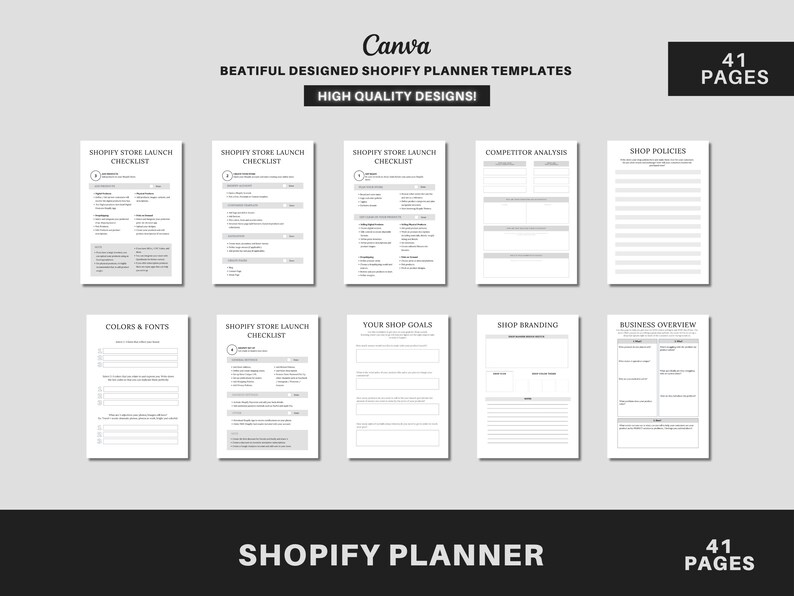 Shopify Planner | Shopify Store Planner | Printable Checklist ...
