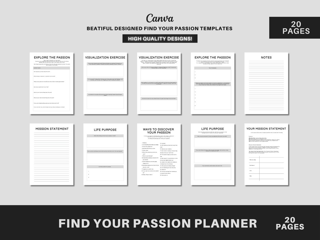 Find Your Passion Planner Printable | Digital Self Development Journal ...