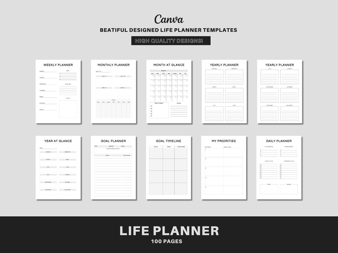 Life Planner | Canva Template | Life Organizer PDF | Printable Life ...