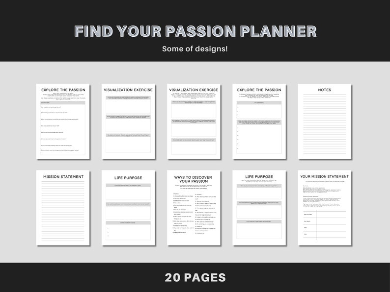Find Your Passion Planner Printable | Digital Self Development Journal ...