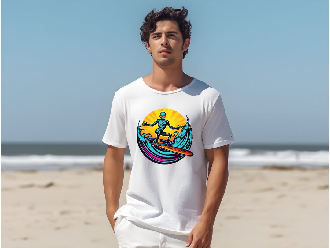 Summer Beach T Shirt, Surf Tshirt, Beach Shirt, Alien Retro Tshirt ...