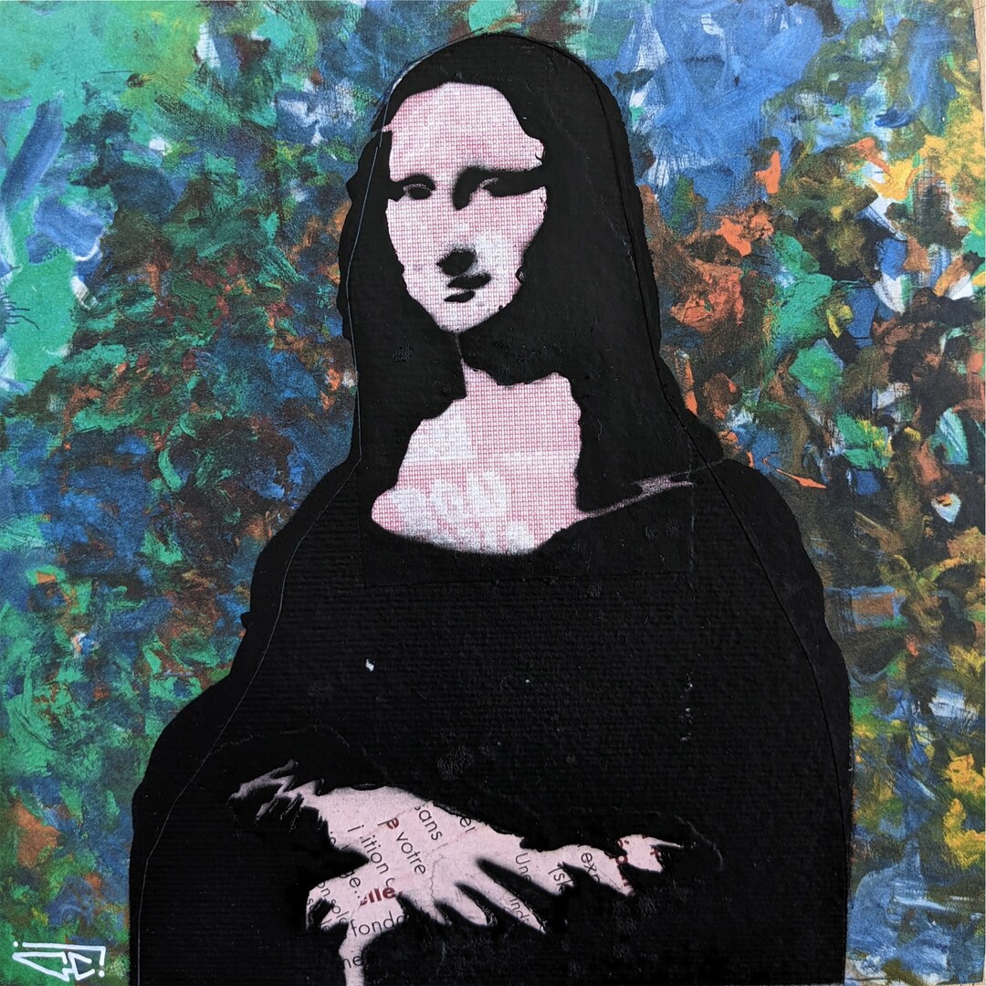 The Mona Lisa, Original Pop Art Collage Portrait Painting - Etsy
