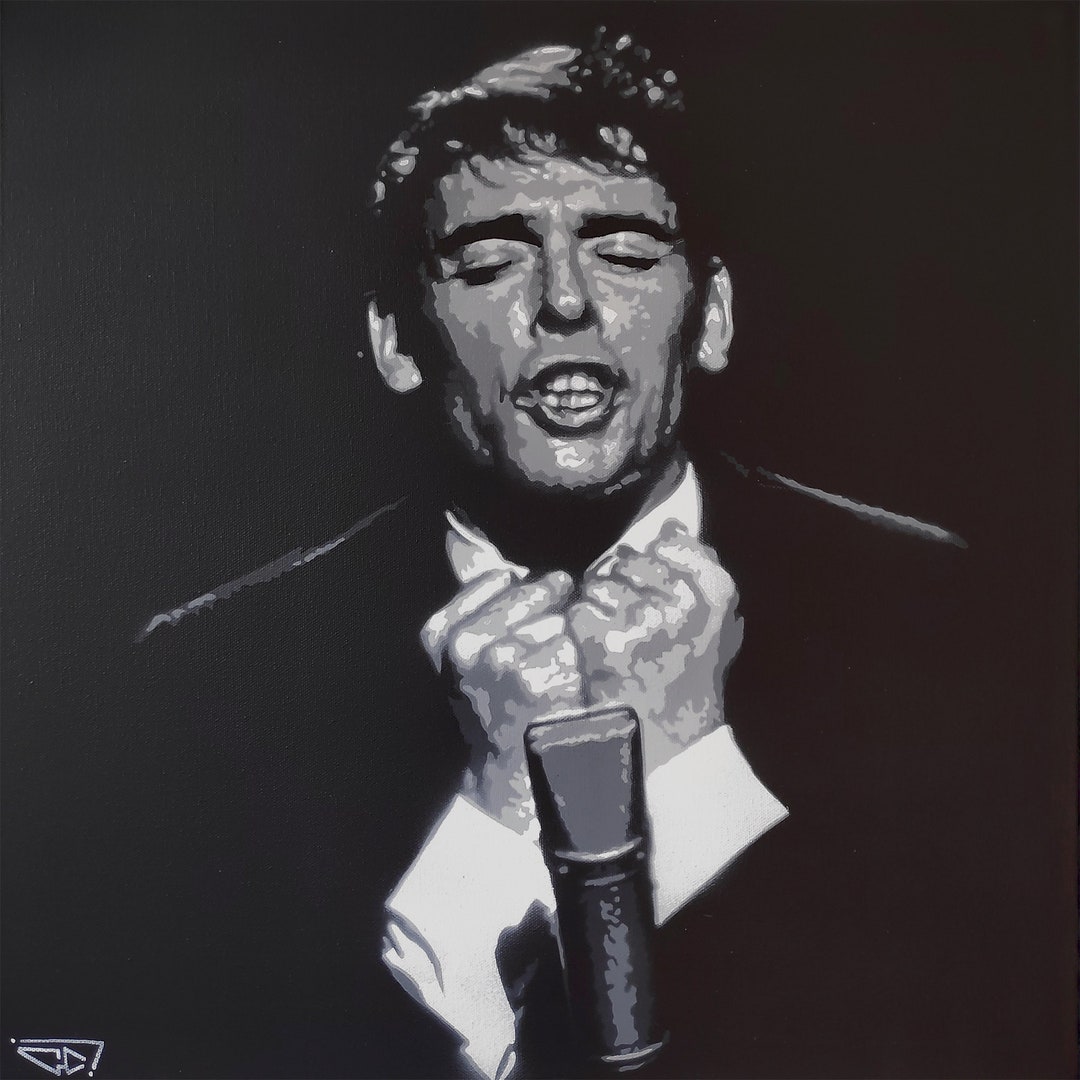 Jacques Brel Original Painting Pop Art Street Art on Black and - Etsy