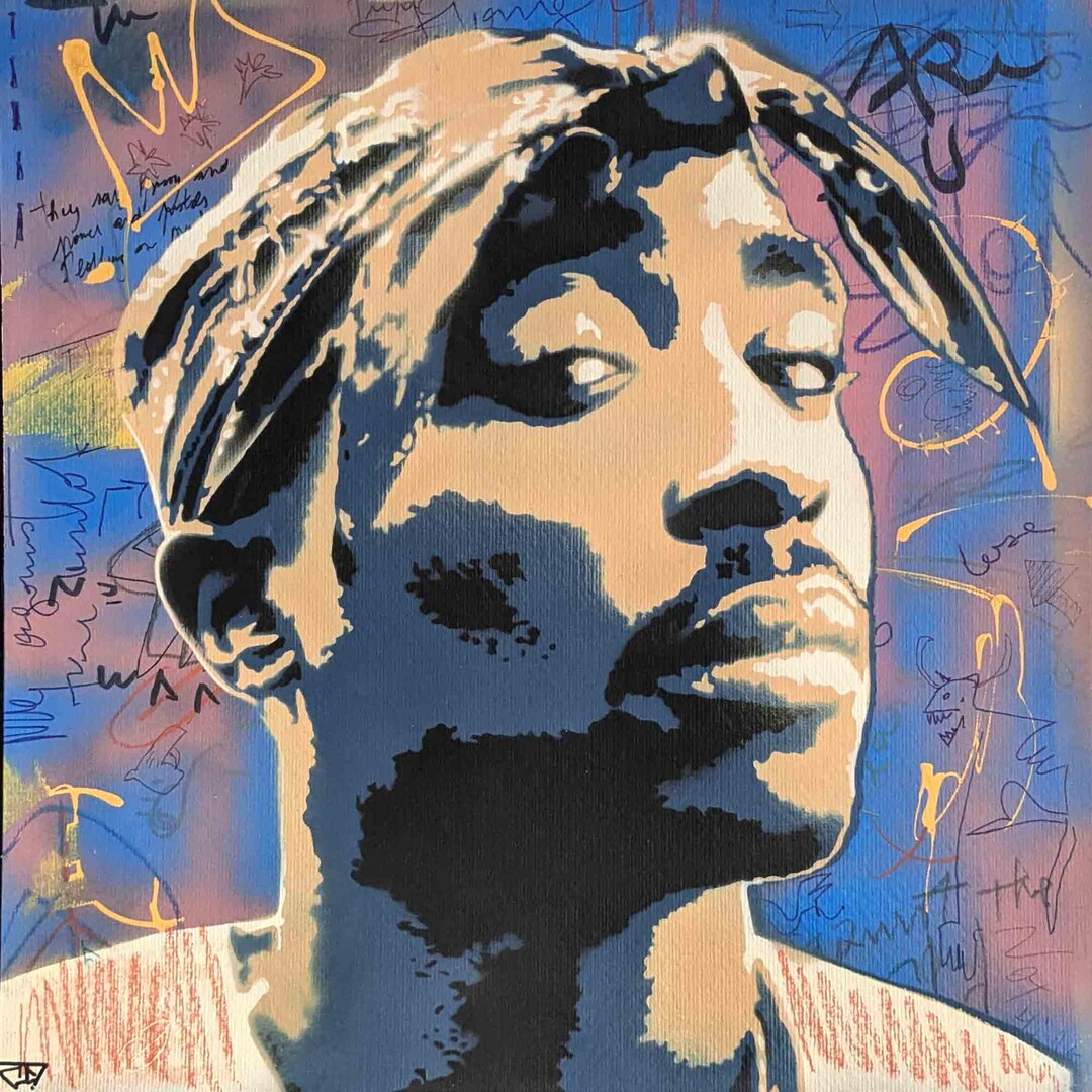Original Street Art Stencil Painting of American Rapper Tupac Shakur ...