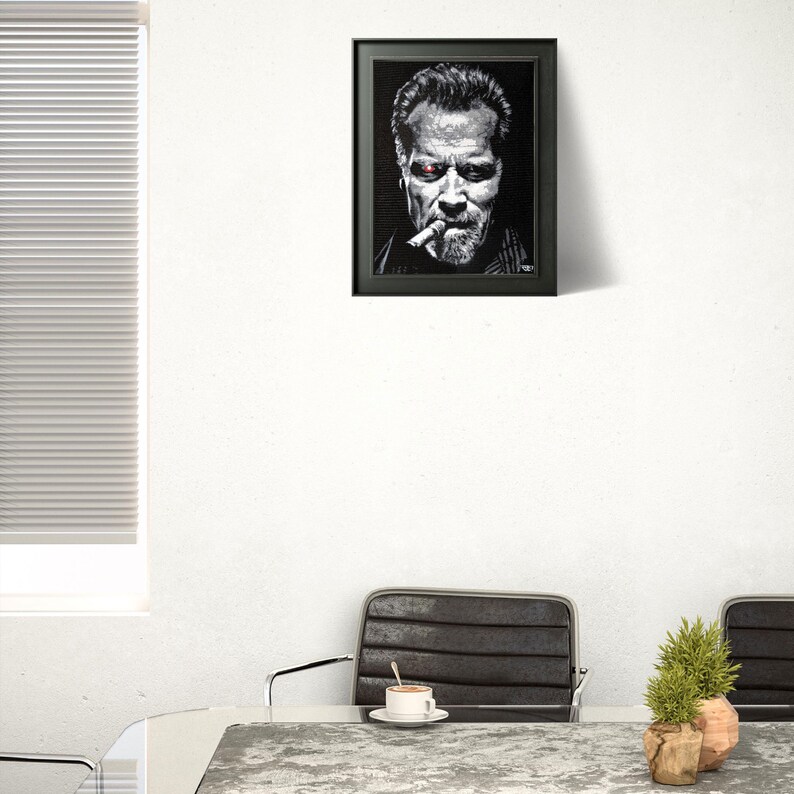 Terminator Arnold Schwarzenegger, Painting Made With Black and White ...