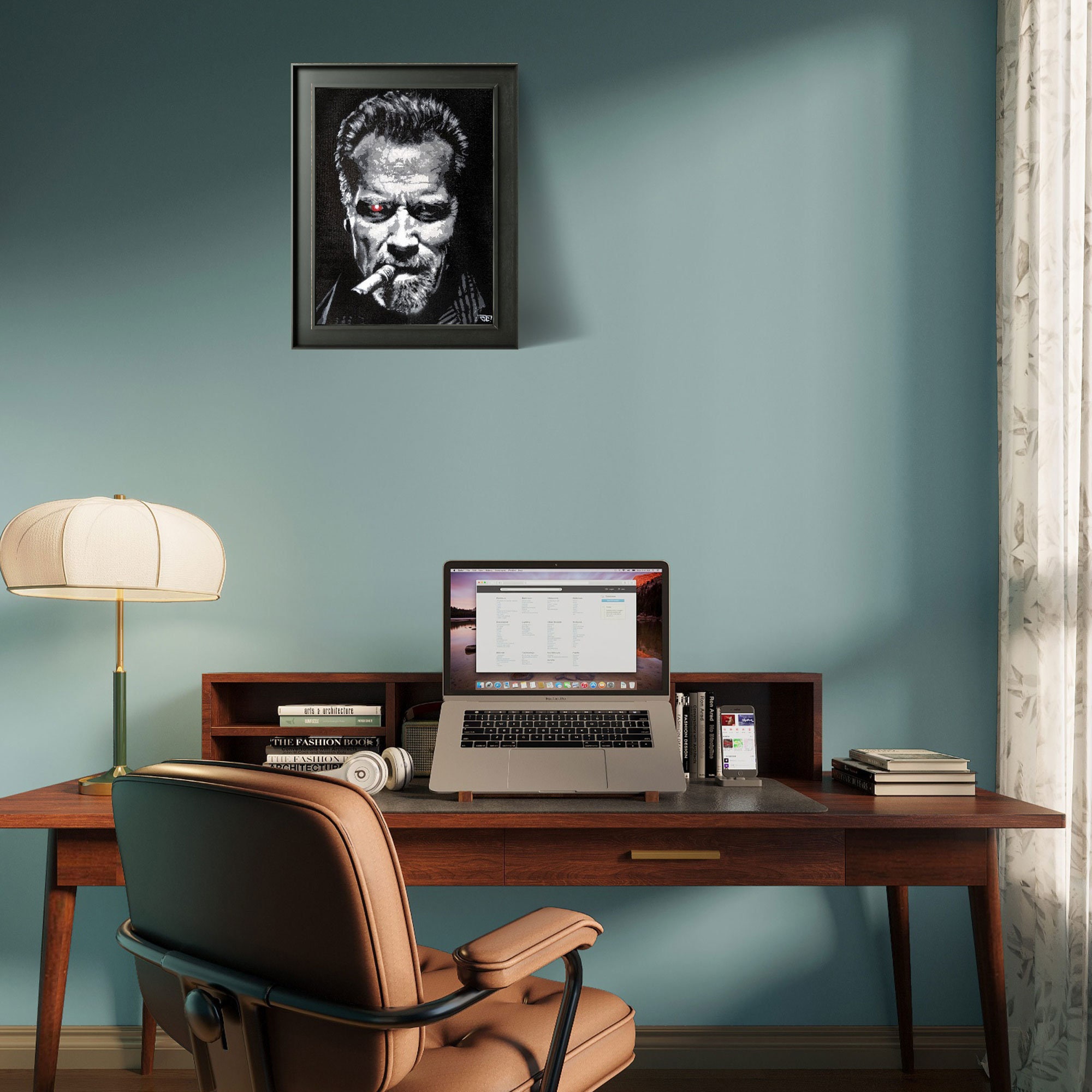 Terminator Arnold Schwarzenegger, Painting Made With Black and White ...