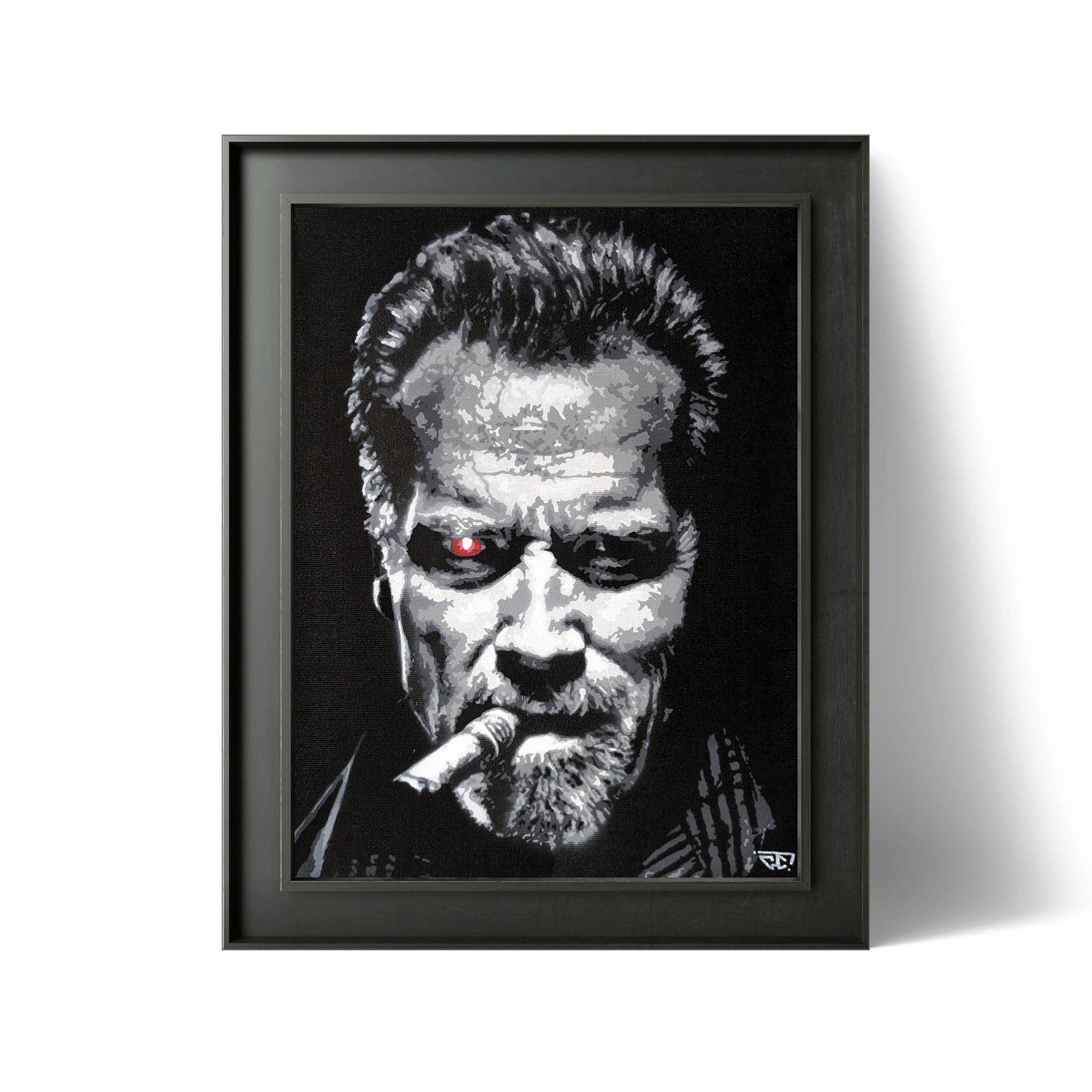 Terminator Arnold Schwarzenegger, Painting Made With Black and White ...