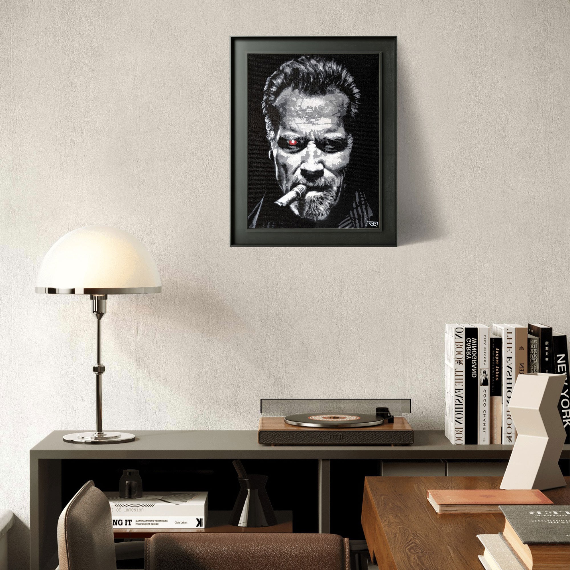 Terminator Arnold Schwarzenegger, Painting Made With Black and White ...