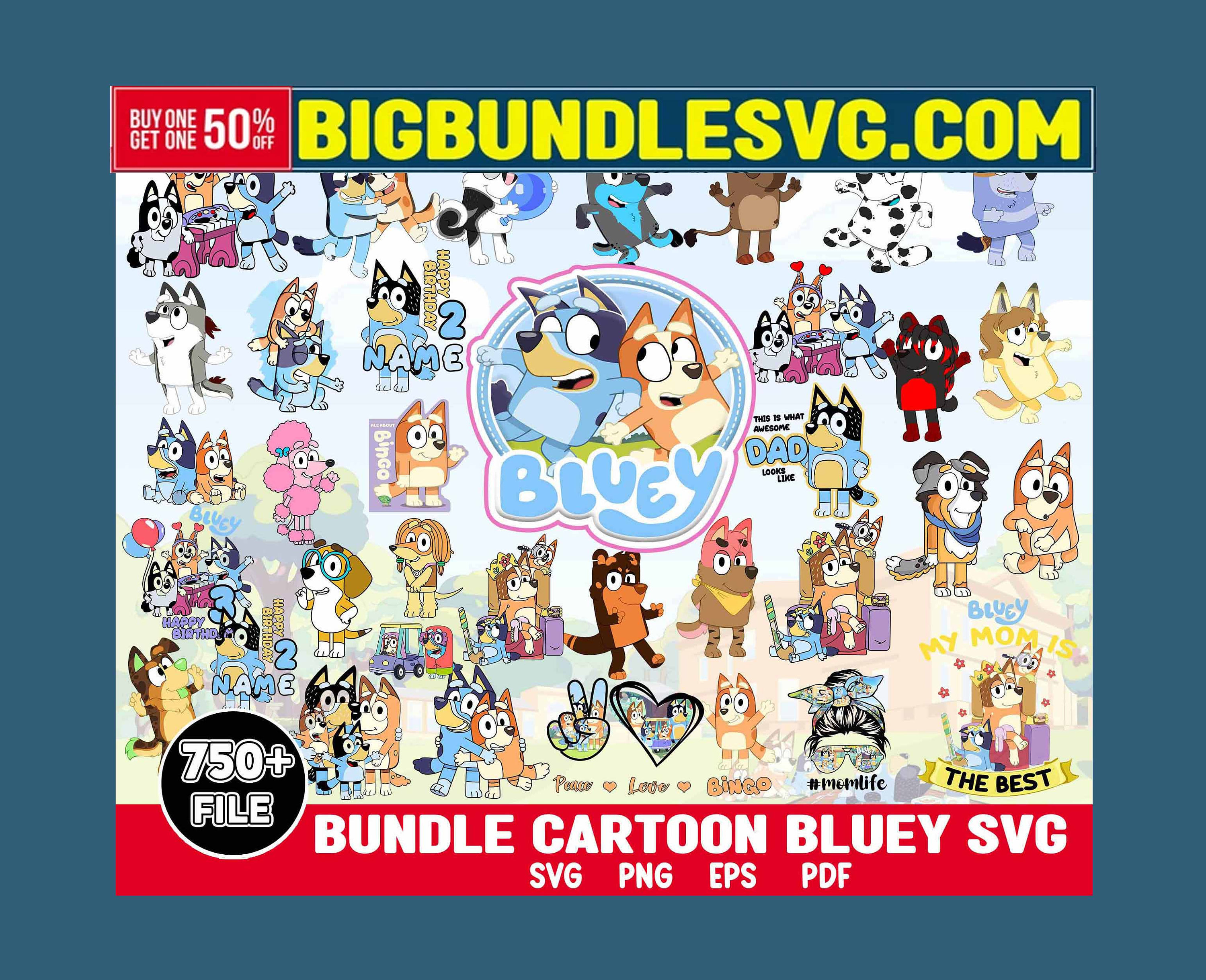 750 Bluey SVG Bundle Bluey Cut Files for Cricut Bluey Svg - Etsy