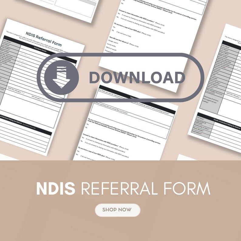 NDIS Referral Form A4 PDF Digital Download, NDIS Provider, Support ...