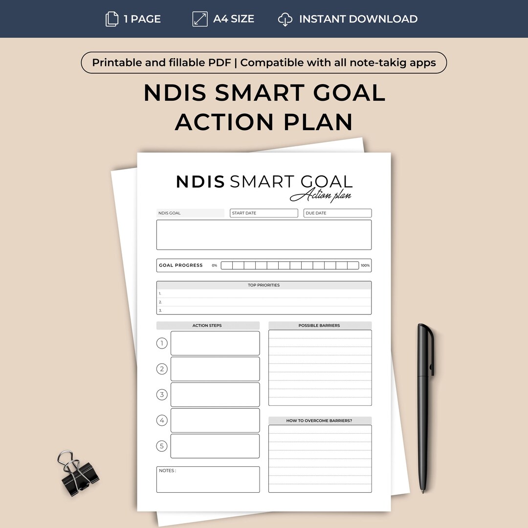 NDIS Smart Goals Form: Printable Action Plan (editable PDF) - Etsy ...