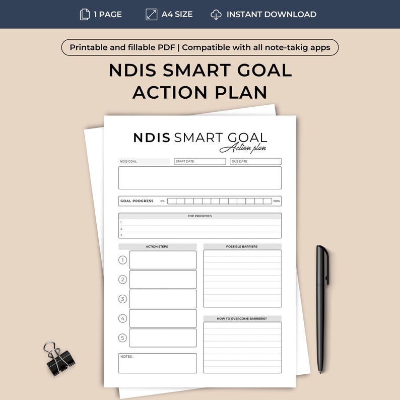 NDIS Smart Goals Form: Printable Action Plan (editable PDF) - Etsy ...