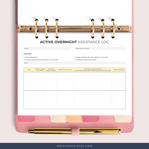 NDIS Active Overnight Assistance Log | Printable & Editable PDF ...