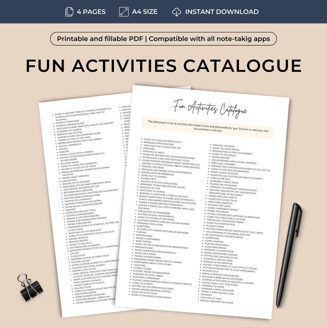365 Fun Activities Catalogue- Printable PDF Editable | NDIS Social and ...
