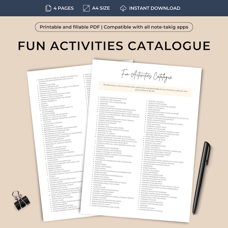365 Fun Activities Catalogue- Printable PDF Editable | NDIS Social and ...