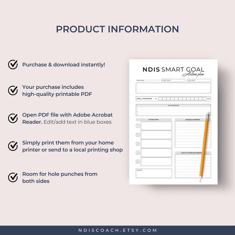 NDIS Smart Goals Form: Printable Action Plan (editable PDF) - Etsy ...