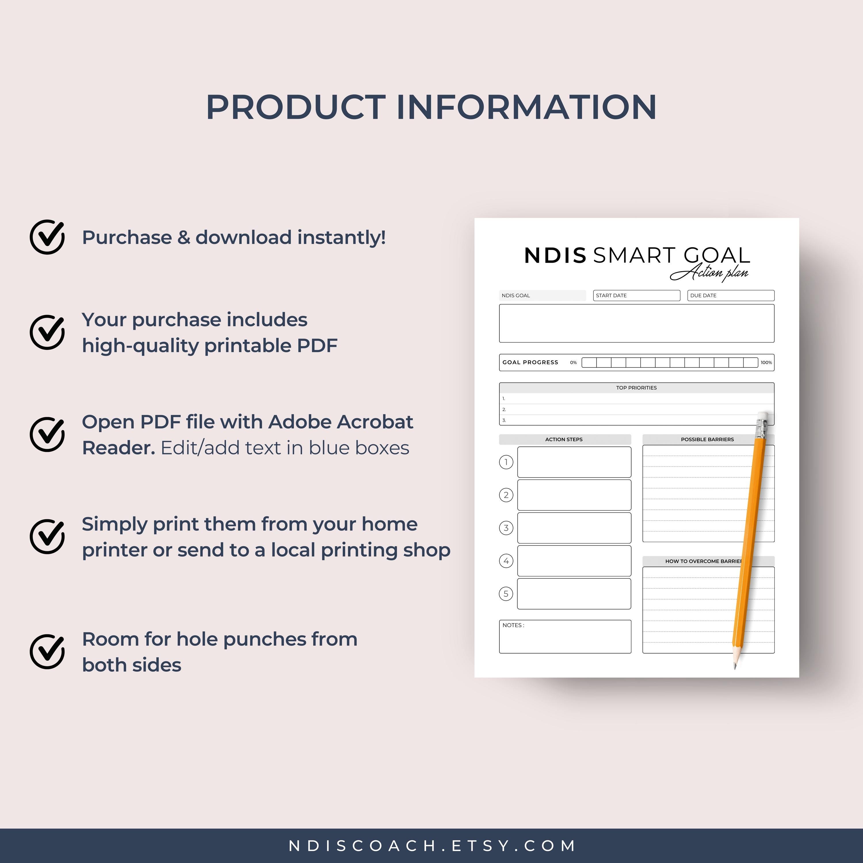 NDIS Smart Goals Form Printable & Editable PDF Goal Setting for Support ...