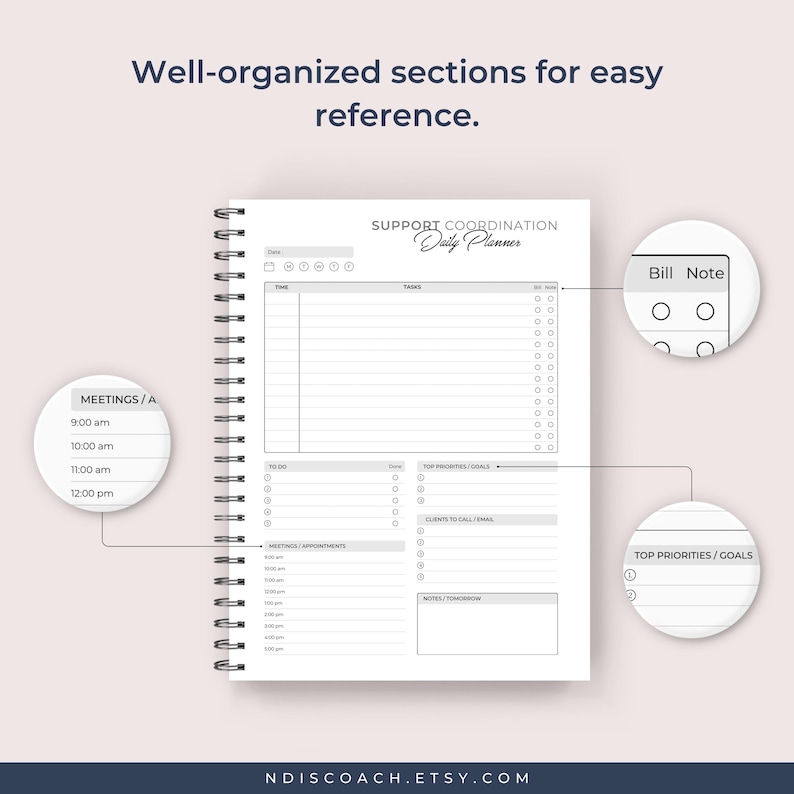 NDIS Support Coordination Daily Planner: Printable PDF - Etsy Australia