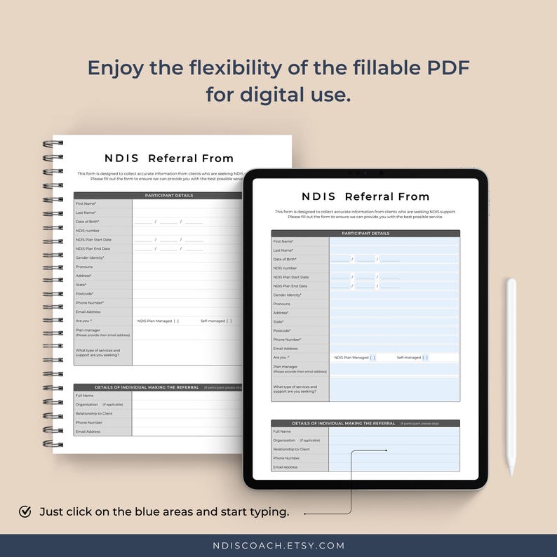 NDIS Referral Form Printable & PDF Editable Customizable for NDIS ...