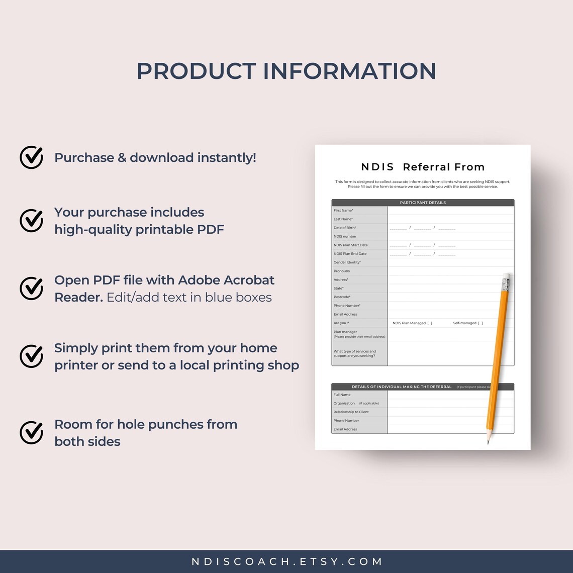 NDIS Referral Form | Printable & PDF Editable | Customizable for NDIS ...