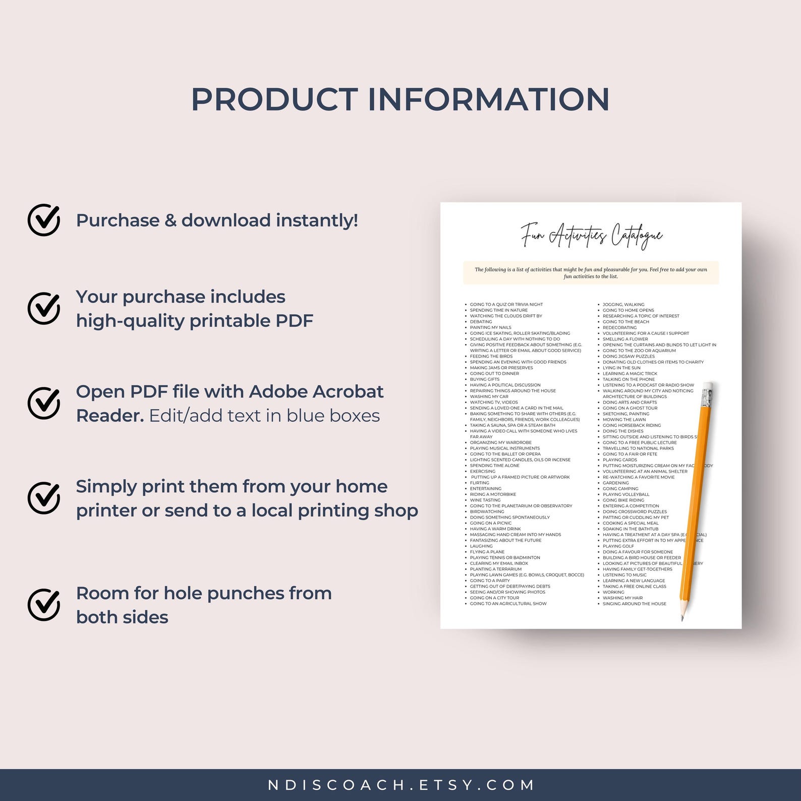 365 Fun Activities Catalogue- Printable PDF Editable | NDIS Social and ...