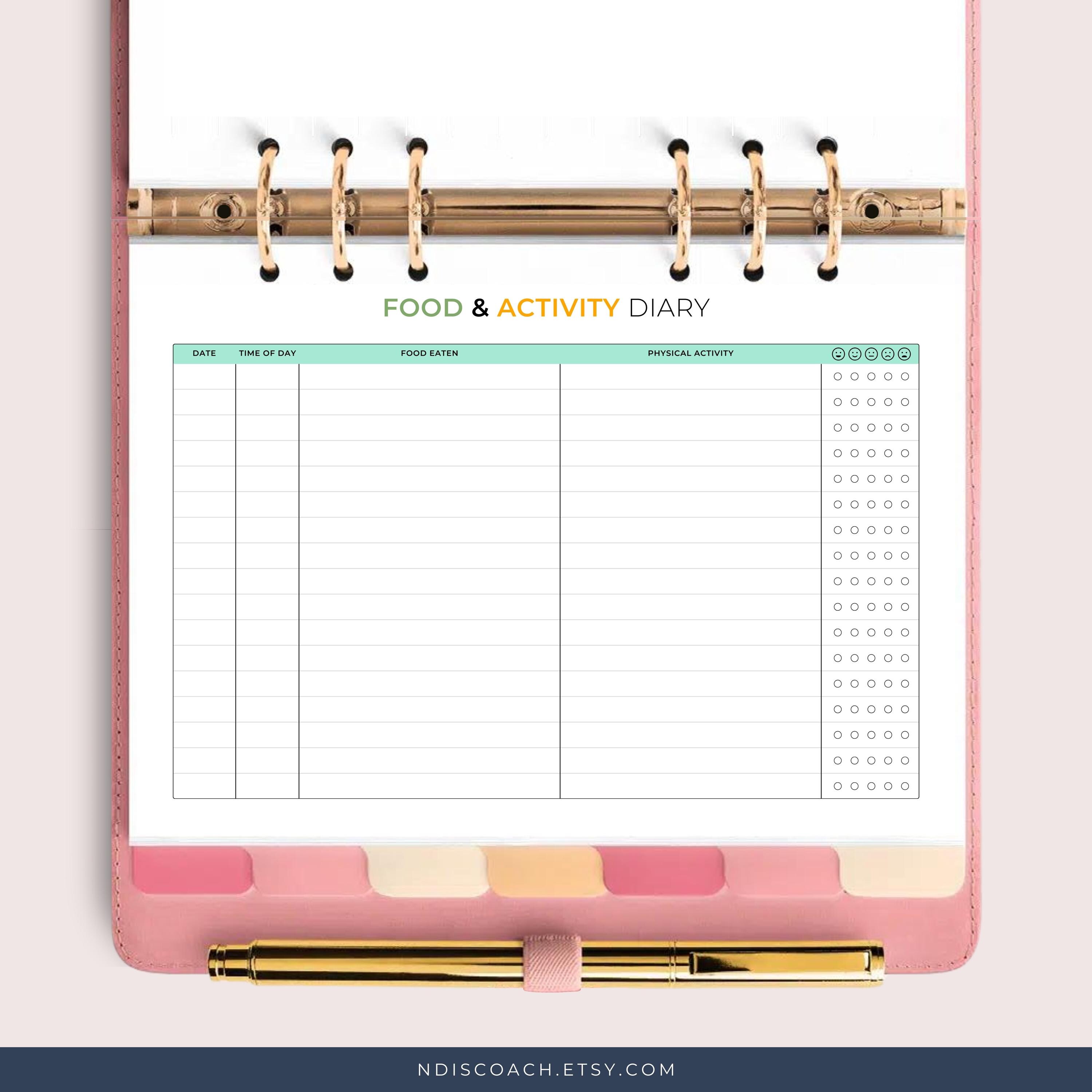 Food and Activity Tracker/log - Printable & PDF Editable - Ideal for ...