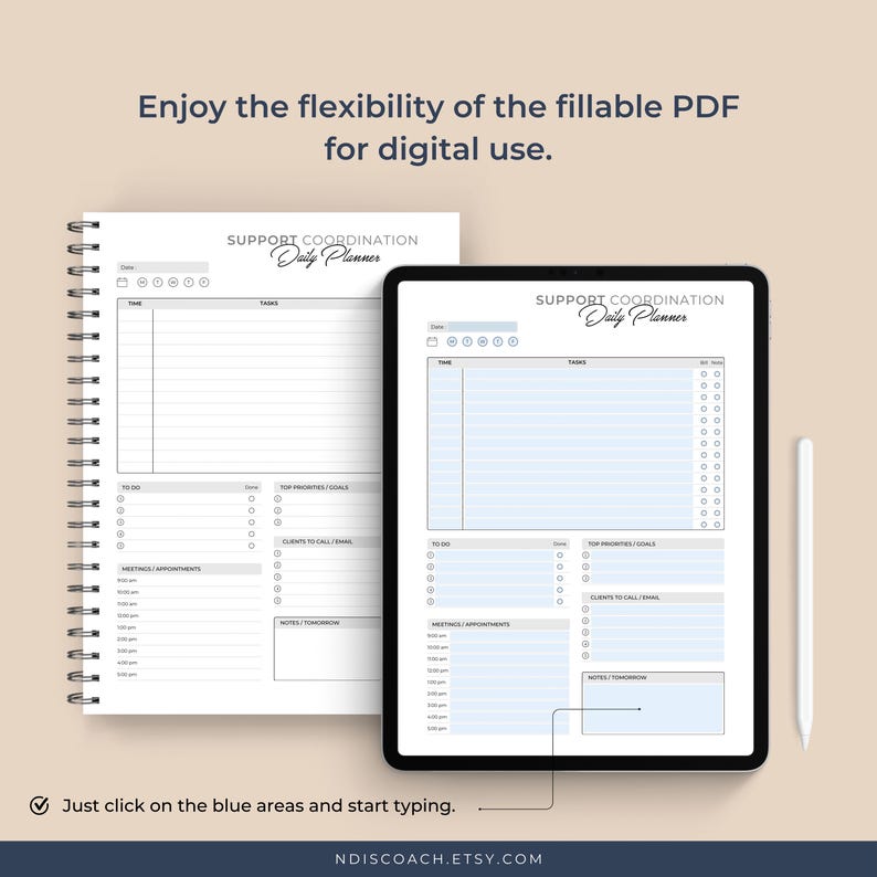 NDIS Support Coordination Daily Planner: Printable PDF - Etsy Australia