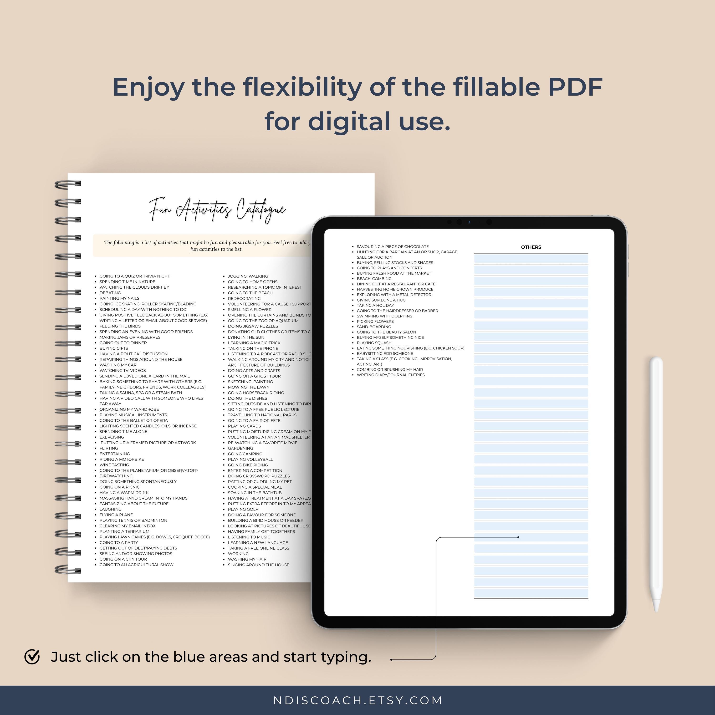 365 Fun Activities Catalogue- Printable PDF Editable | NDIS Social and ...