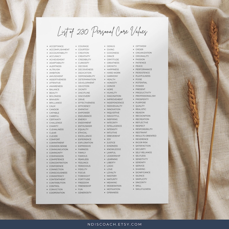 230 Personal Core Values Worksheet | Printable & PDF Editable | Growth ...