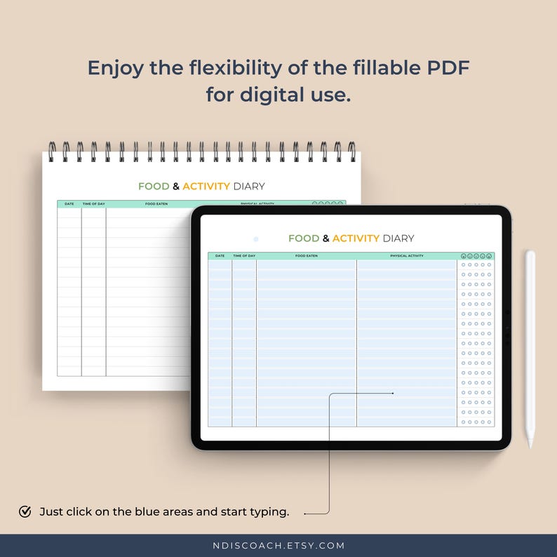 Food & Activity Tracker: Printable Wellness Log (PDF Editable) - Etsy
