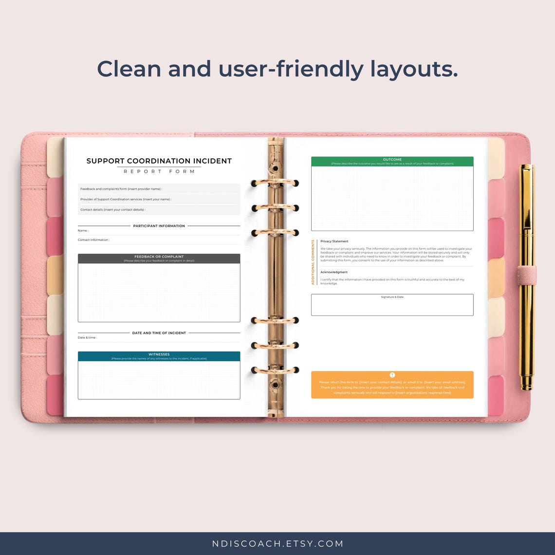 NDIS Support Coordination Incident Report Form (printable & Editable ...