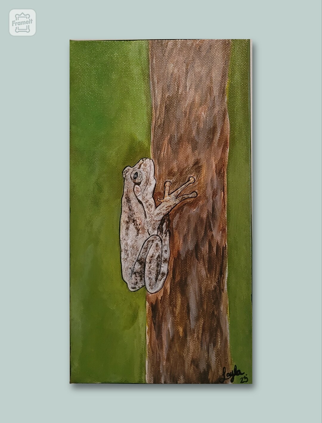 Grey Tree Frog Canvas Painting - Etsy