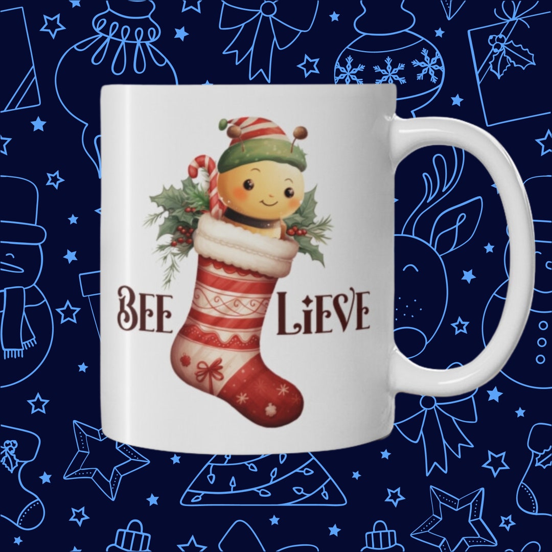 Funny Bee Christmas Mug Cute Xmas Bee Gift Festive Bee Coffee Tea Cup ...