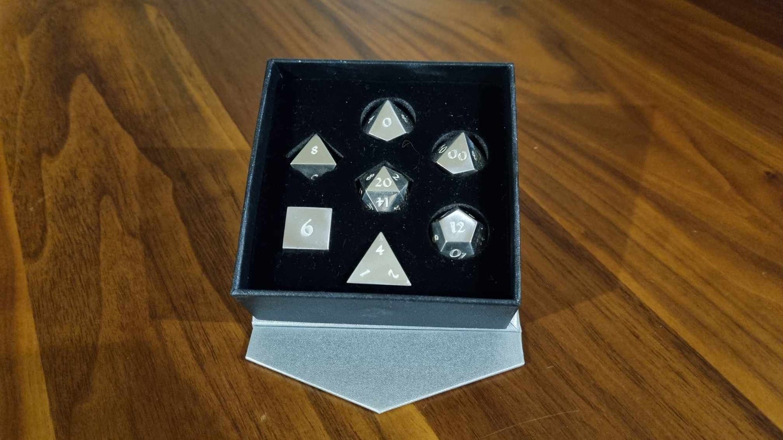 7pcs Sterling Silver Dice Set, D&D Metal Dice Set, Polyhedral Dice Set ...