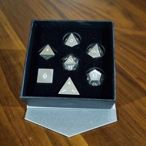 7pcs Sterling Silver Dice Set, D&D Metal Dice Set, Polyhedral Dice Set ...