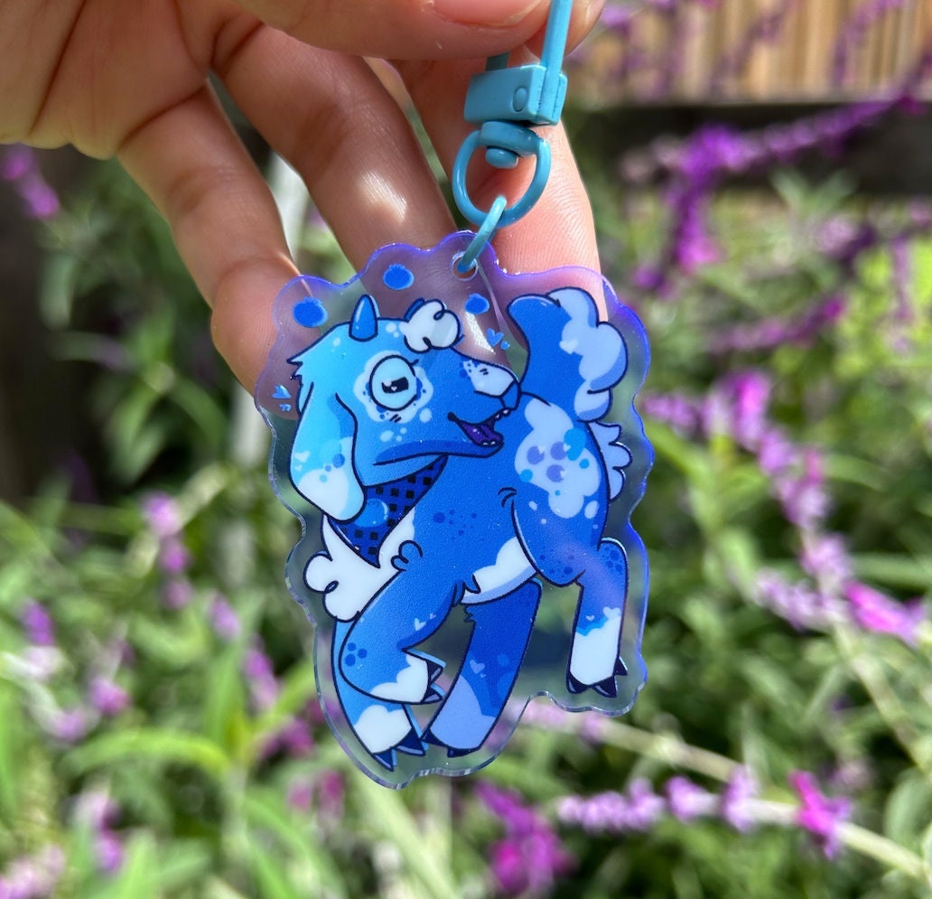 Cute Blueberry Themed Goat Keychain !! - Etsy