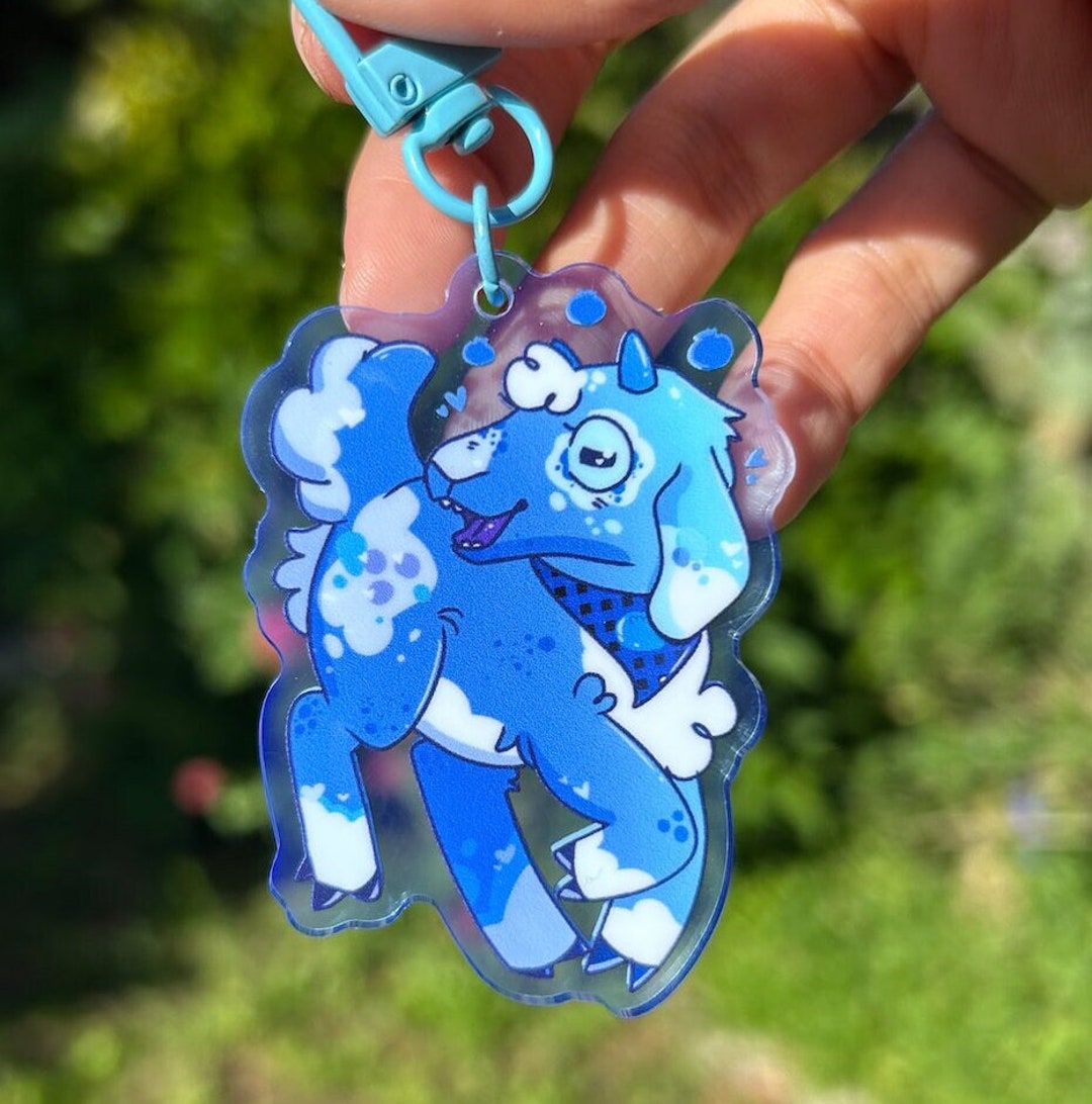 Cute Blueberry Themed Goat Keychain - Etsy