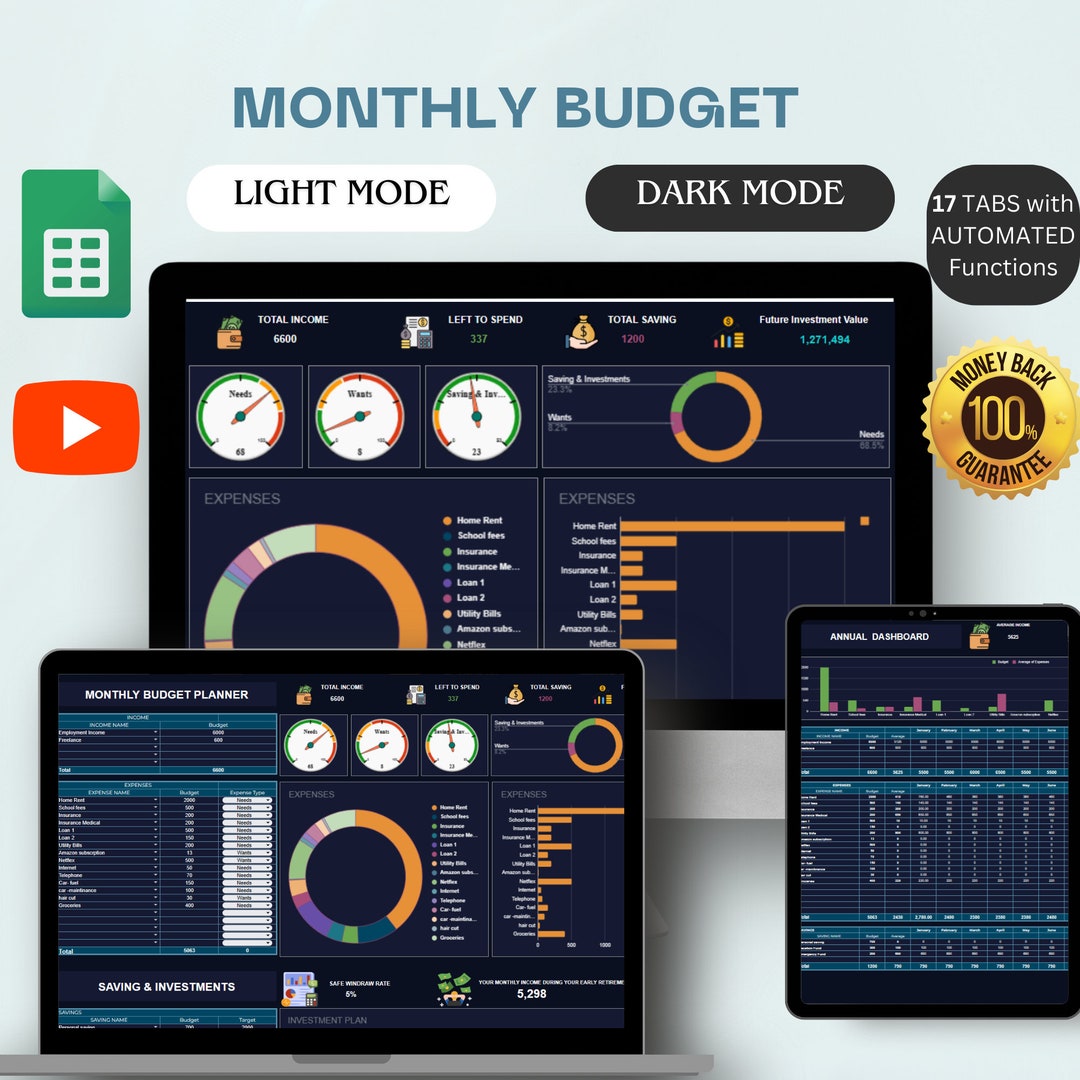 Monthly Budget With Investment Planning and Compound Interest ...