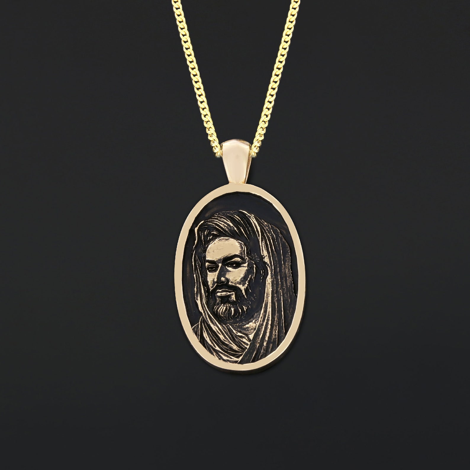 Hazrat Ali Face Necklace, Islamic Oval Pendant, Dhulfiqar Jewelry ...