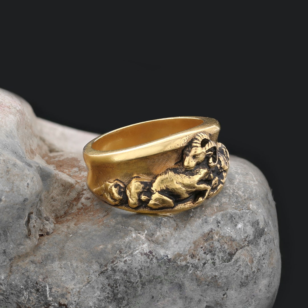 Aries Ring, Sterling Silver Zodiac Ring, Gold Coating Aries Ring, Aries ...