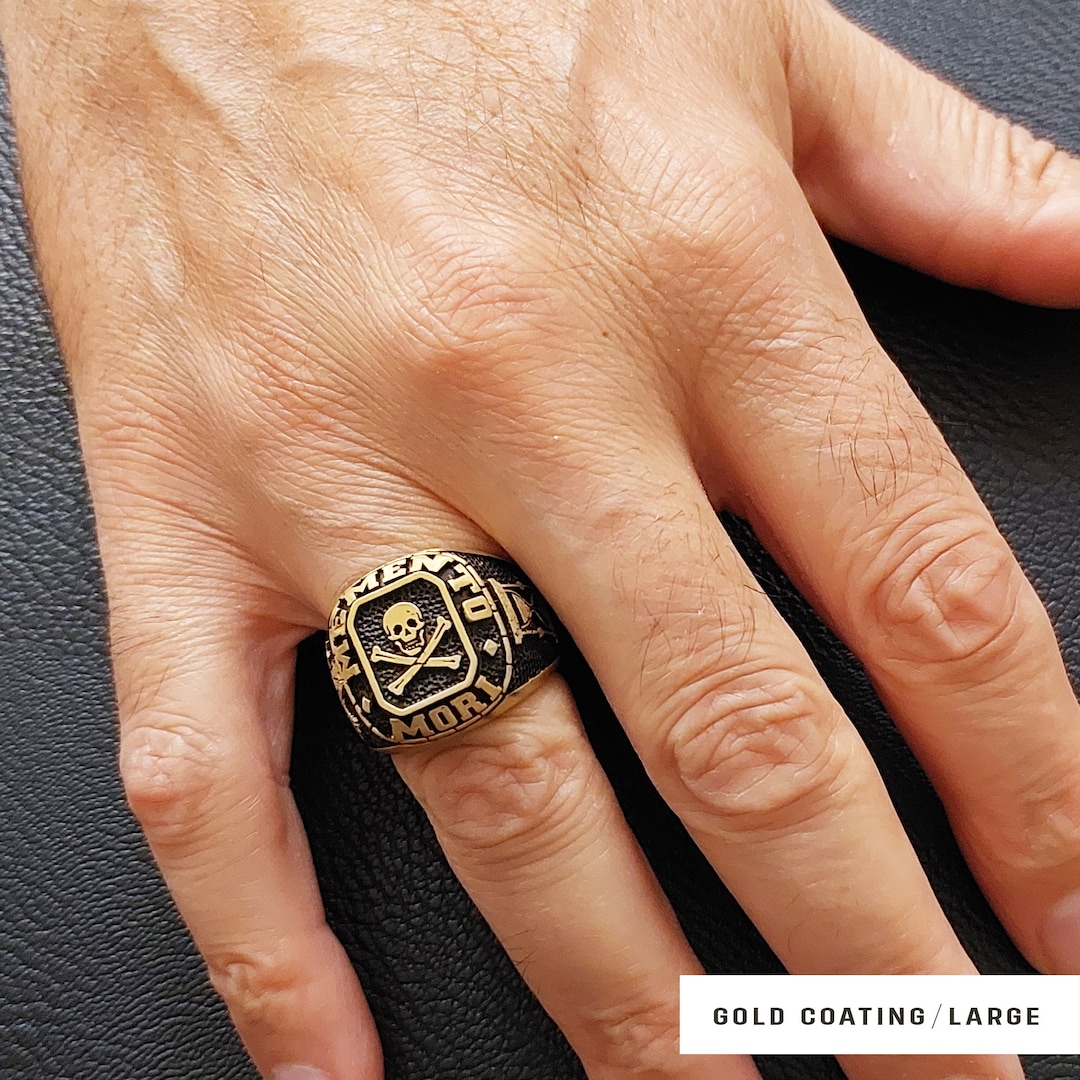 Memento Mori Masons Ring, Freemason Signet Ring, Masonic Hourglass Ring ...