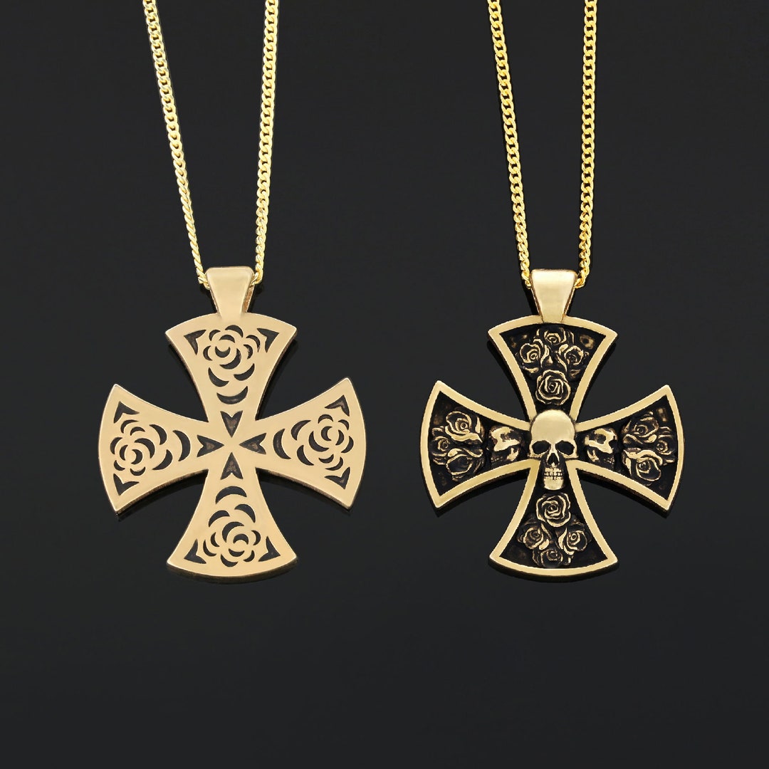 Skull Cross Necklace, Rousea Crucis Jewelry, Rosicrucian Order Pendant ...